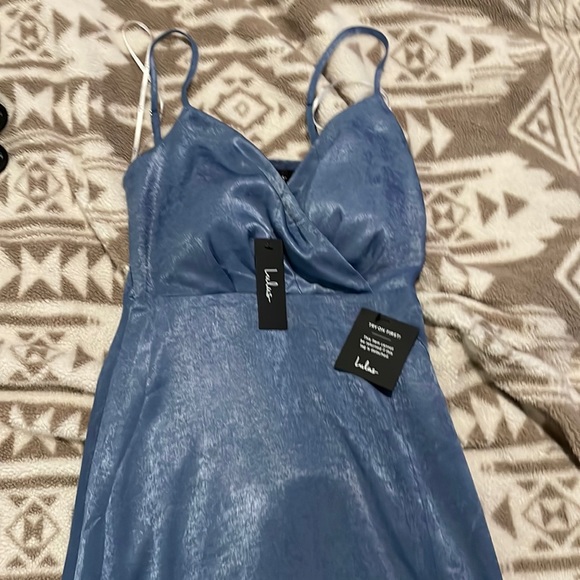 Dresses | Constantine Slate Blue Satin Maxi Dress | Poshmark